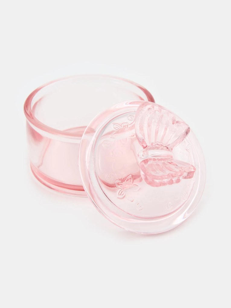 Sinsay - Skleněná úložná krabička s motivem motýla - růžová