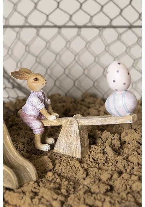 Velikonoční dekorace králíčka s vajíčky na houpačce - 16*3*12 cm