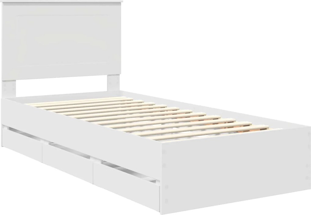 Rám postele se zásuvkou Bílá 90 x 200 cm Inženýrské dřevo 3409503