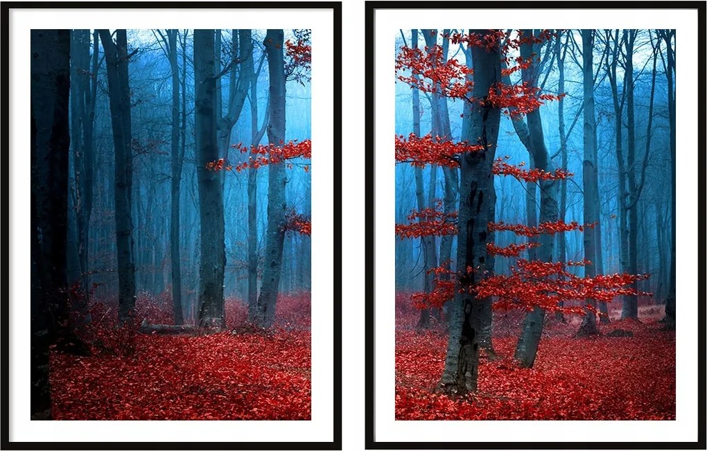 Obraz Plakáty V Rámu 53x73 cm Diptych Sada 2 obrazů Kouzelný les P2090