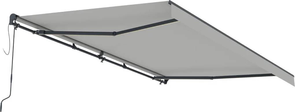 Elektrická markýza s LED osvětlením BestBerg BBSU-EL495LG / 495 x 300 cm / světle šedá