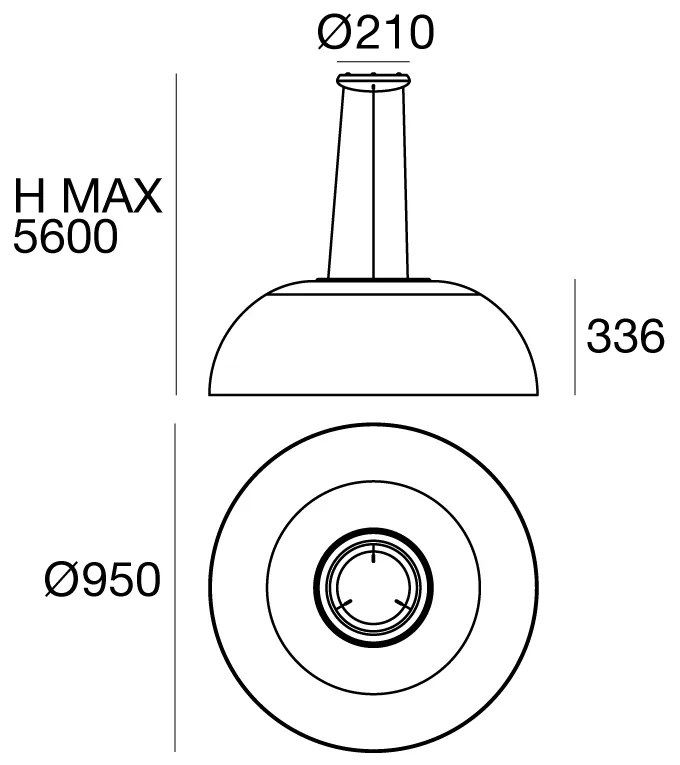 Stilnovo 8891 Demì, designové závěsné svítidlo, 55W LED 3000K stmívatelné DALI, prům. 95cm