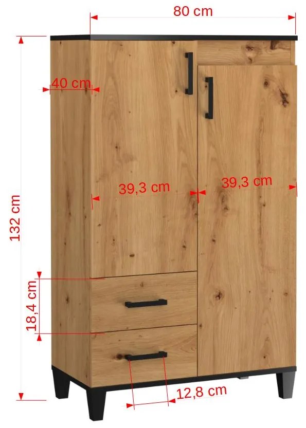 ADRK Policová skříň POLA 15 ART 80, dub artisan