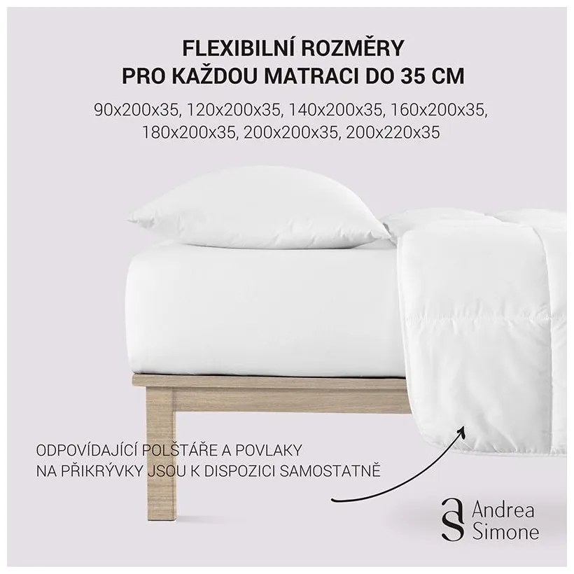 Andrea Simone Jersey Lycra prostěradlo Andrea Simone boxspring - Bright White (11-0601) 140 x 200