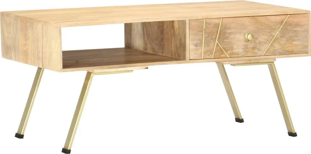 vidaXL Konferenční stolek 95 x 50 x 42 cm masivní mangovníkové dřevo [286147] Barva: Mosaz