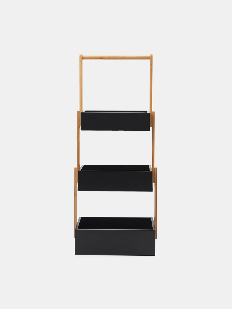 Sinsay - Tříúrovňová stojací police s bambusovým rámem - černá