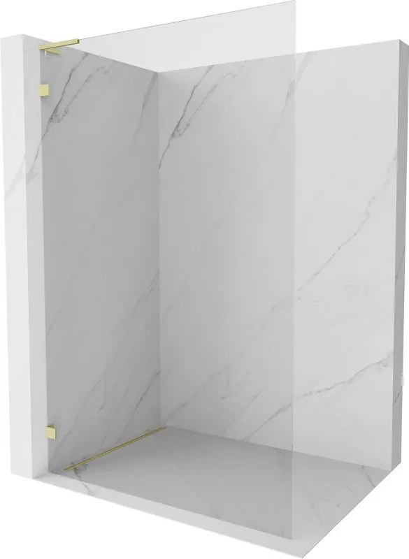 Mexen Lunar L sprchová stěna levá 120 x 200 cm, 8mm čiré sklo, zlatá matná, 830L-120-000-55-00-L