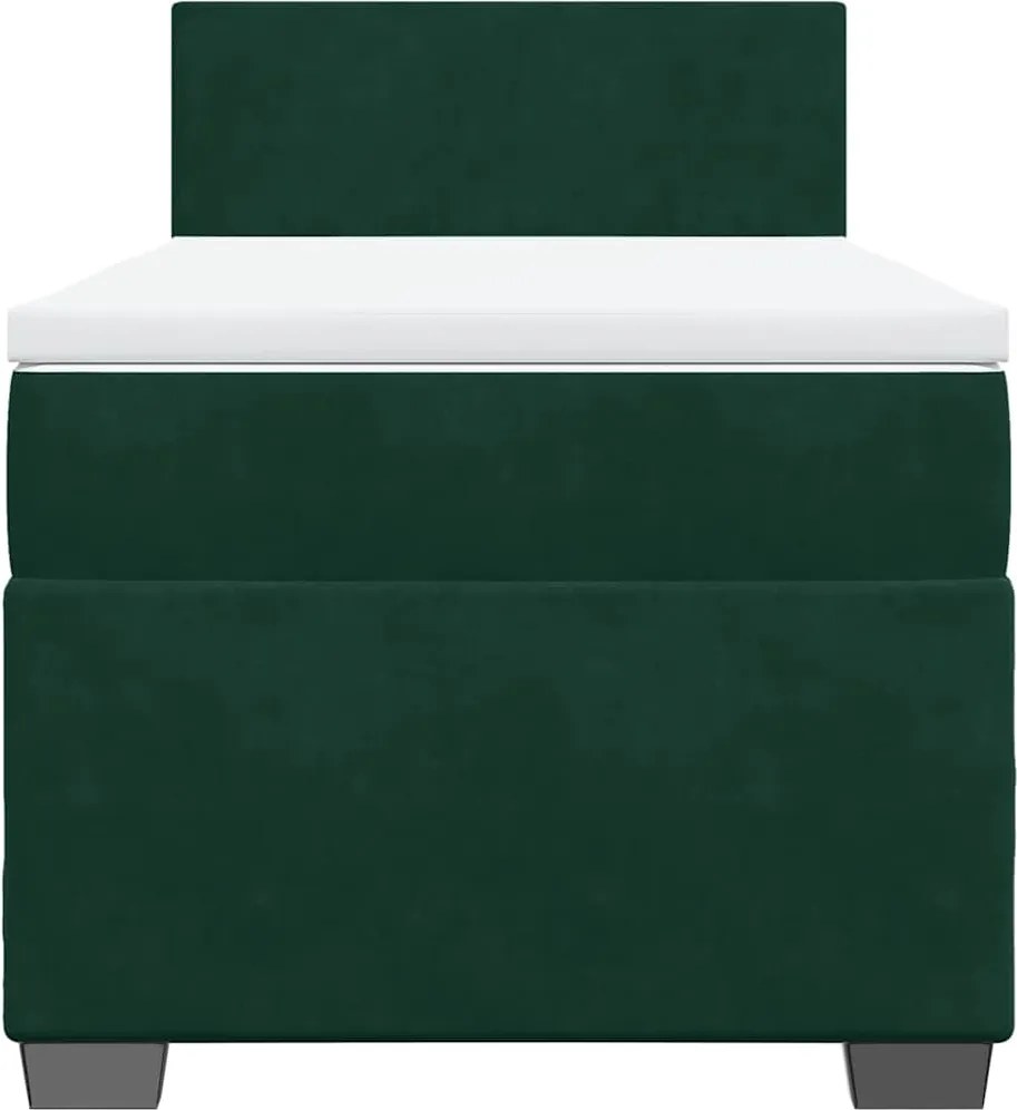 Box spring postel s matrací tmavě zelená 90x200 cm samet 3288507