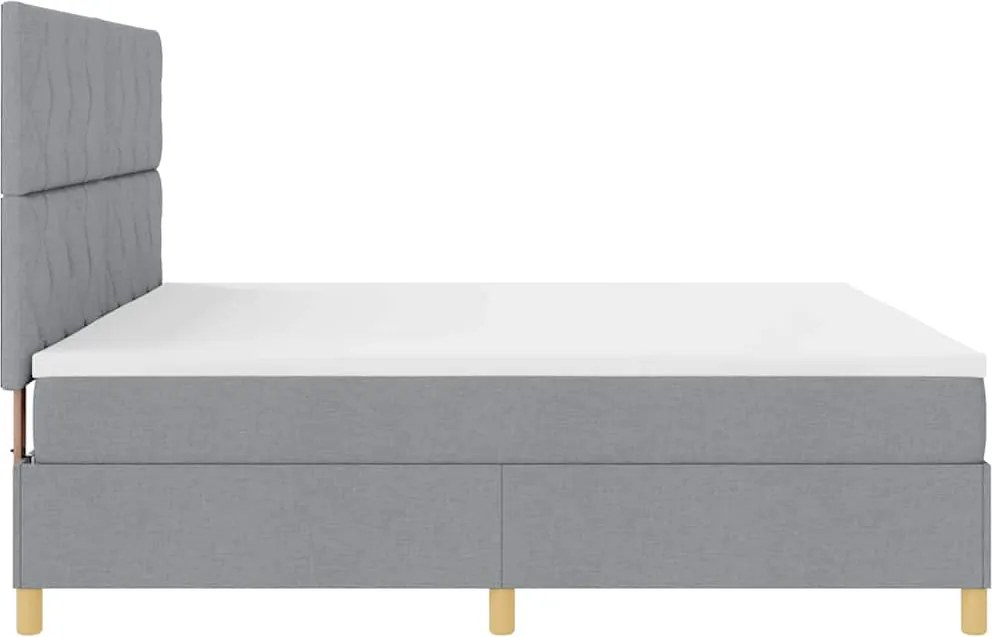 Postel s boxspringem s čelo Světle šedá 200 x 200 cm textil 3339721