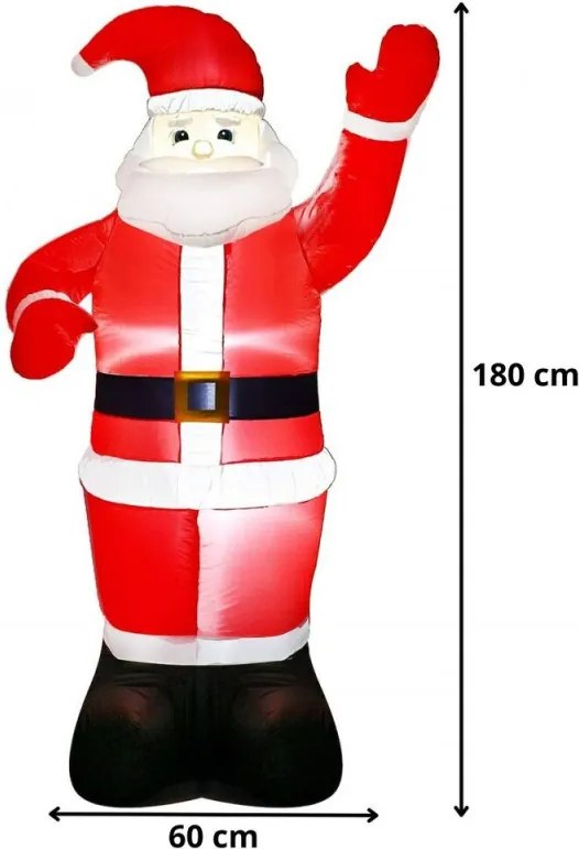 LED nafukovací Santa Claus 180 cm, IP44, studená bílá