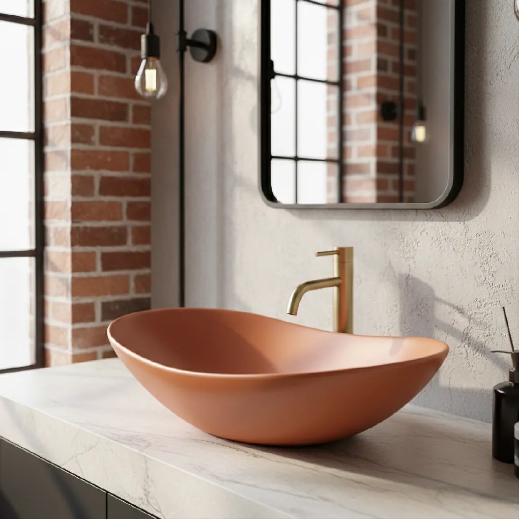 Rea Royal, umyvadlo na desku 615×360×155 mm, oranžová matná, REA-U3530
