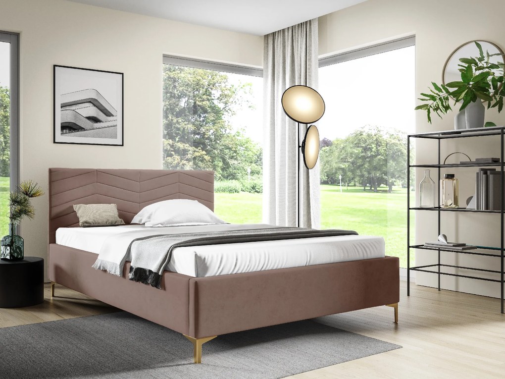 Eka Čalouněná postel ANNA+ 160x200 cm Barva látky Trinity: Modrá (Trinity 2313), Úložný prostor: S kovovým rámem úložného prostoru