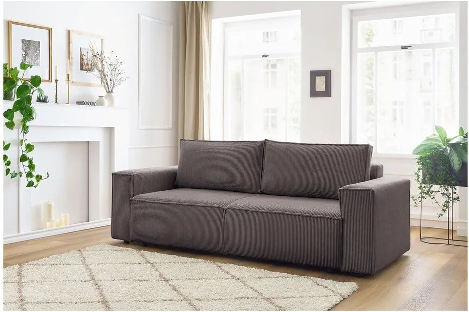 Taupe manšestrová rozkládací pohovka 245 cm Nihad – Bobochic Paris