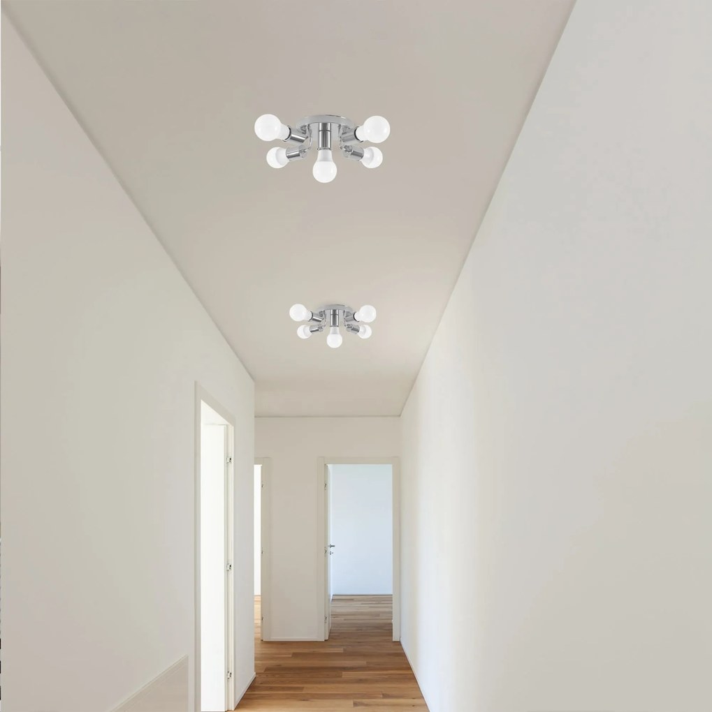 Toolight - Stropní kovová 6-ramenná lampa 6xE27 60W APP709-6C, chromová, OSW-05206