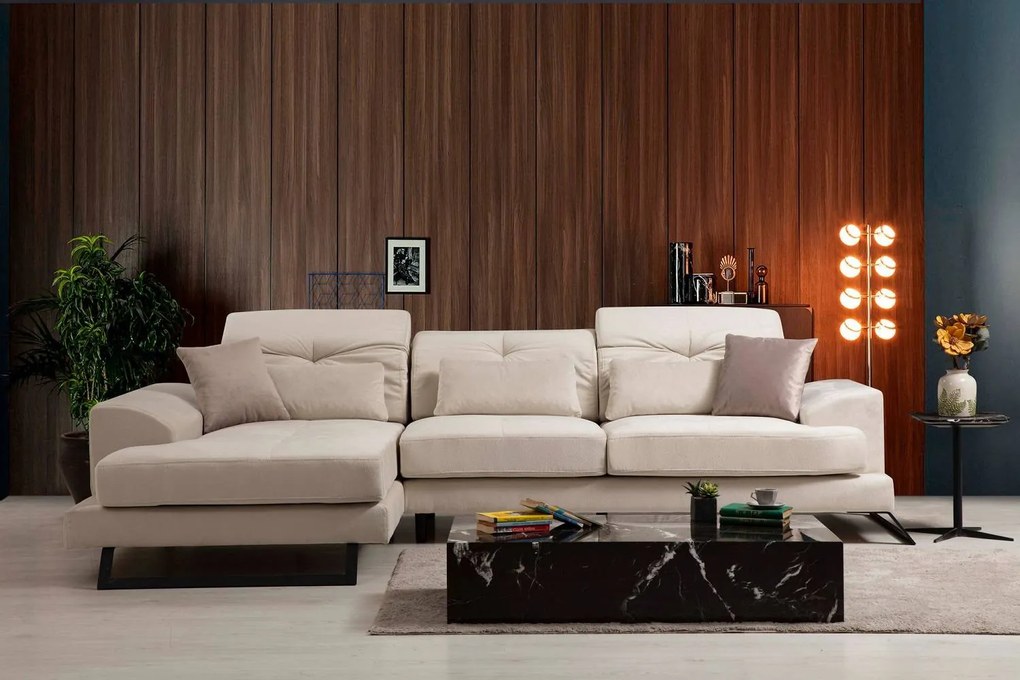 Designová rohová sedačka Heimana 308 cm ecru - levá