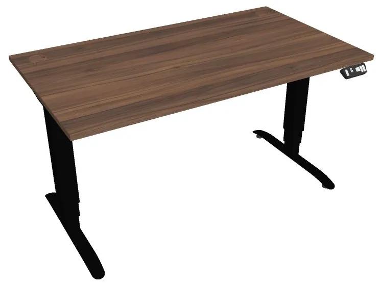 Elektr. nastavitelný stůl 140x80 s pamětí - HOBIS MOTION MS 3M 1400 Dekor stolové desky: ořech, Barva kovové podnože: černá