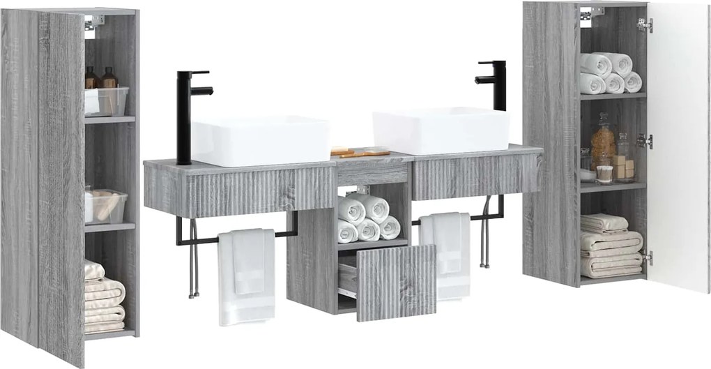 Sada koupelnového nábytku 5 ks Šedý Sonoma 33 x 34,5 x 100 cm 3405979