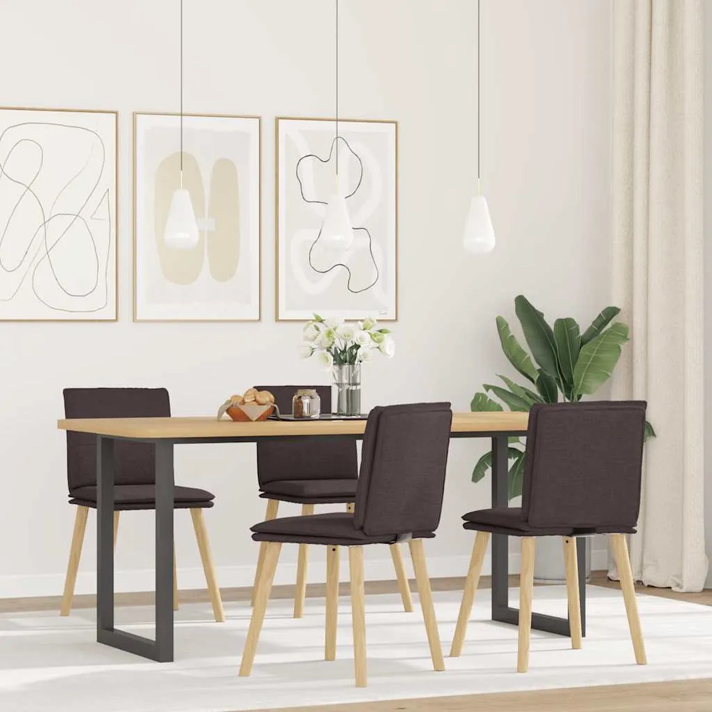 Jídelní židle 4 ks tmavě hnědé textil 3315359