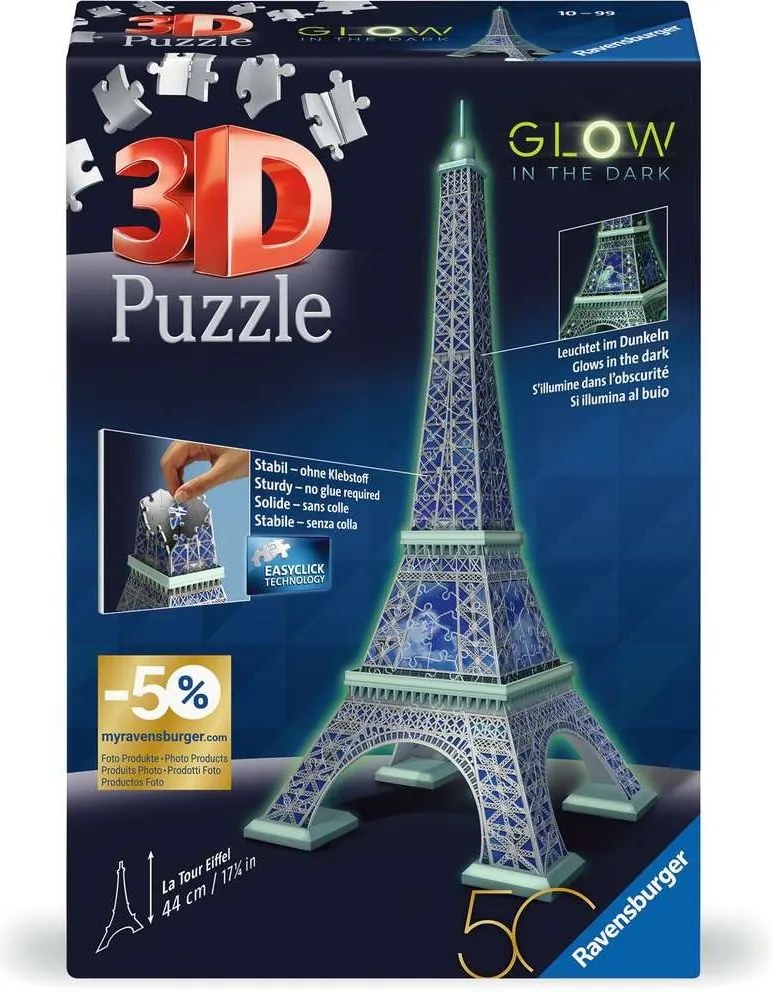 3d puzzle ravensburger 115914 eiffelova věž výroční edice (noční edice)