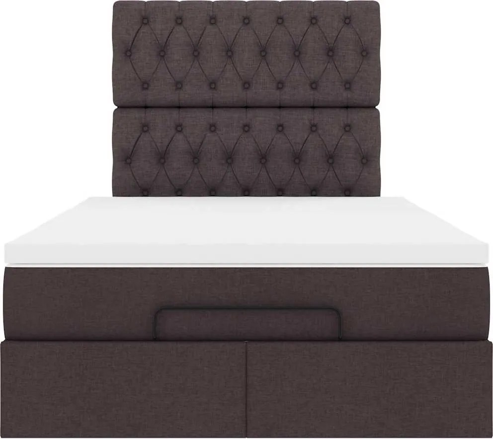 Osmanský rám postele s matrací tmavě hnědá 120x190cm textil 3313226