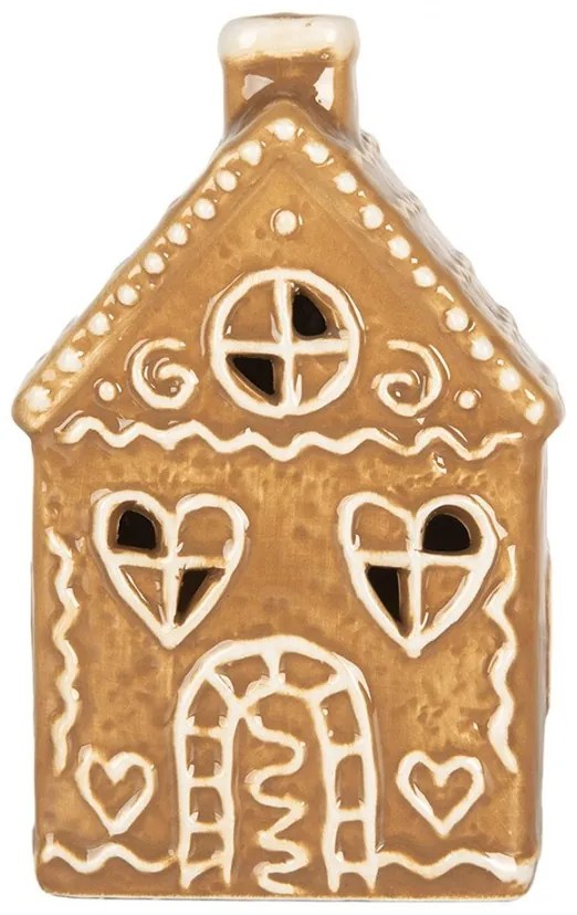 Hnědá perníková LED chaloupka Gingerbread Cott - 7*6*12 cm