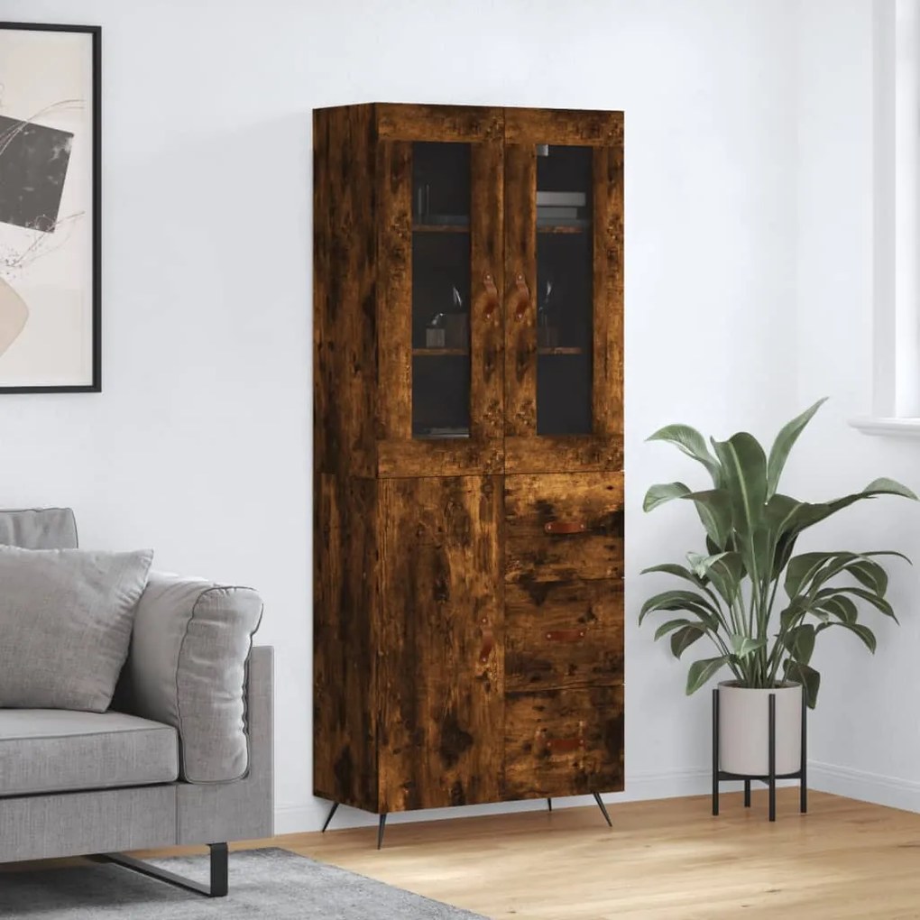 Skříň highboard kouřový dub 69,5 x 34 x 180 cm kompozitní dřevo
