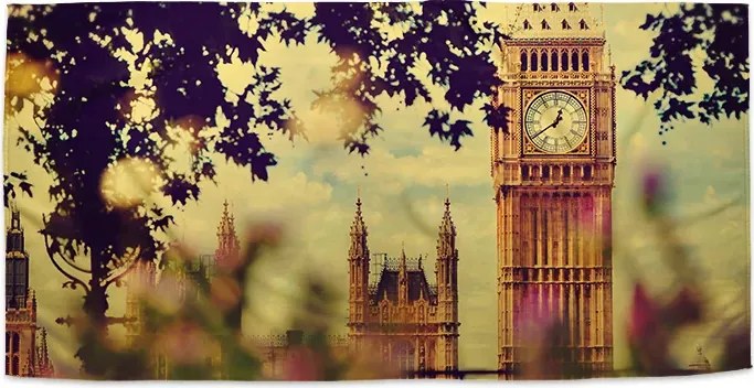 Sablio Ručník Londýn Big Ben Flowers - 70x140 cm