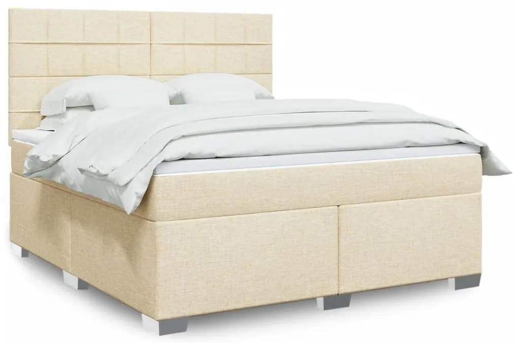 Box spring postel s matrací krémová 180x200 cm textil 3290572