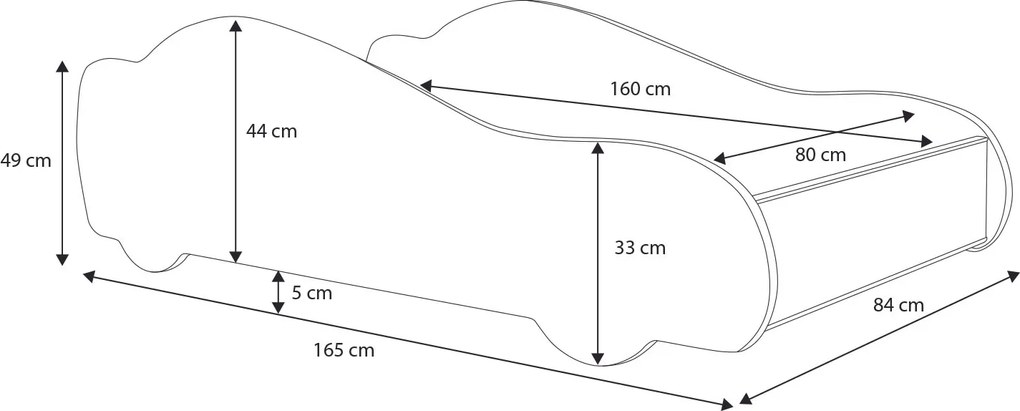 ADRK Furniture Postel s matracem a LED osvětlením SPIDER 160x80