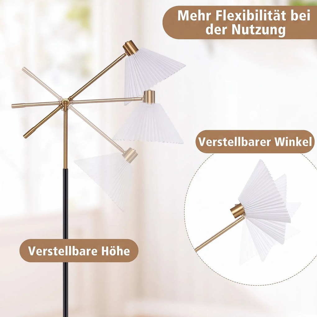 Costway Stojací lampa výškově nastavitelná stojací lampa s nastavitelným úhlem