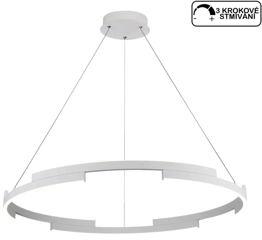 Světla a lustry REDO GROUP Bílý LED lustr na lanku Redo 01-3174 Castle/ průměr 80 cm