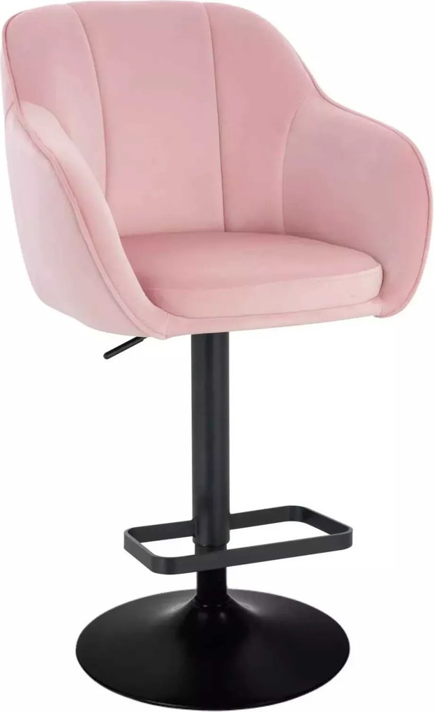 LuxuryForm DESIGN Barová židle AVOLA VELUR na černé kulaté podstavě - světle růžová