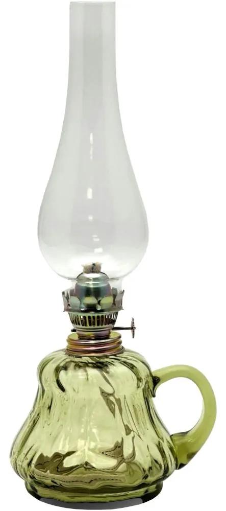 Floriánova huť Petrolejová lampa TEREZA 34 cm lesní zelená velká krakle FL0079