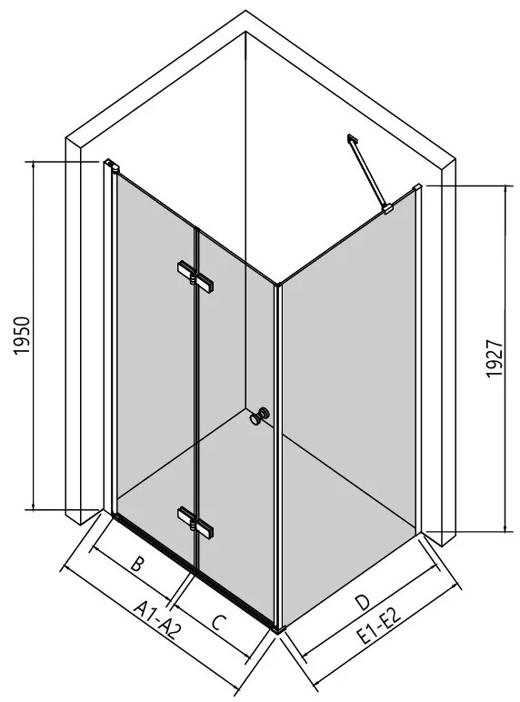 Erga Berlin, sprchový kout se skládacími dveřmi 110(dveře) x 70(stěna) x 195 cm, 6mm čiré sklo, chromový profil, ERG-V02-BERLIN-D110G070-CL-CR