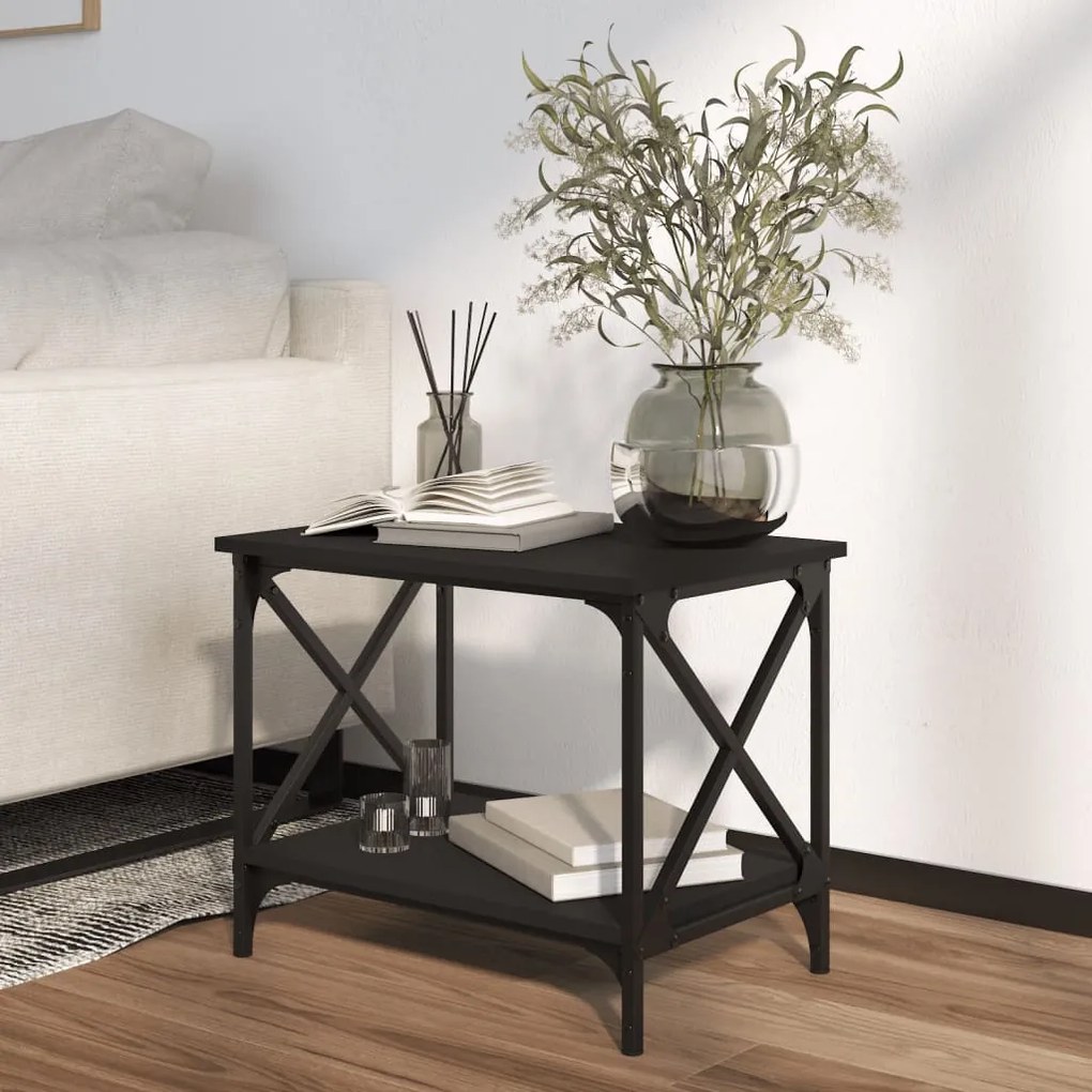 Odkládací stolek černý 55 x 38 x 45 cm kompozitní dřevo - Default Title