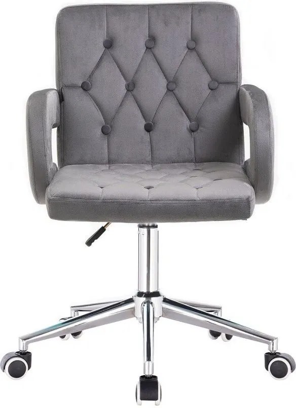 LuxuryForm DESIGN Otočná židle BOSTON VELUR na stříbrné podstavě s kolečky - šedá