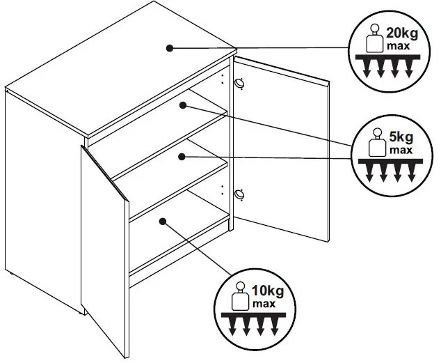 Skříňka 2-dveřová Carlos, šedý beton, 75 cm
