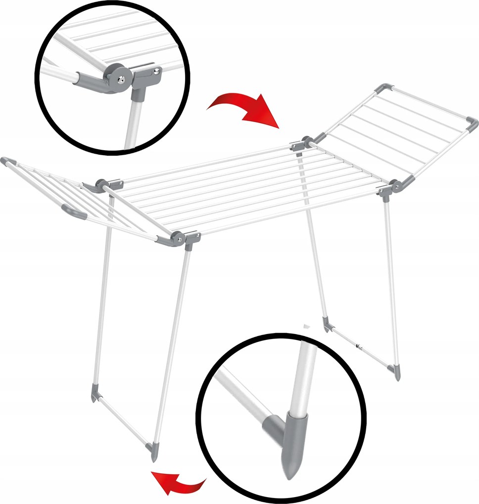 Volně stojící sušička na prádlo, Bílá, Skládací, Robustní, Na Balkon, Koupelna