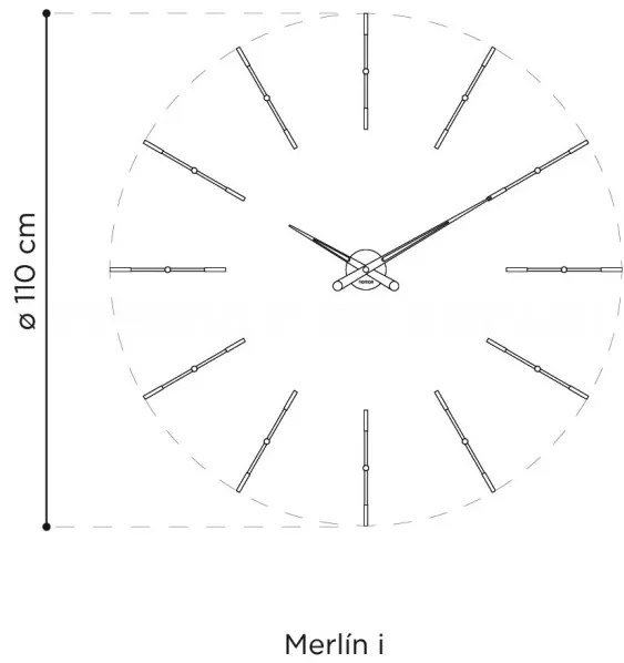 Designové nástěnné hodiny Nomon Merlin Inox 110cm