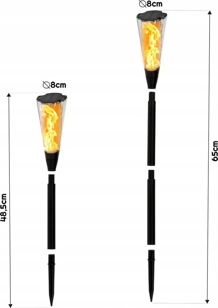 Solární LED lampa TORCH Premium IP65 - 65cm
