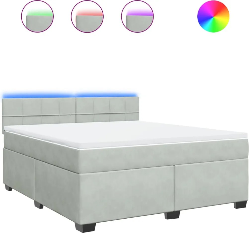 Box spring postel s matrací světle šedá 180x200 cm samet 3288678