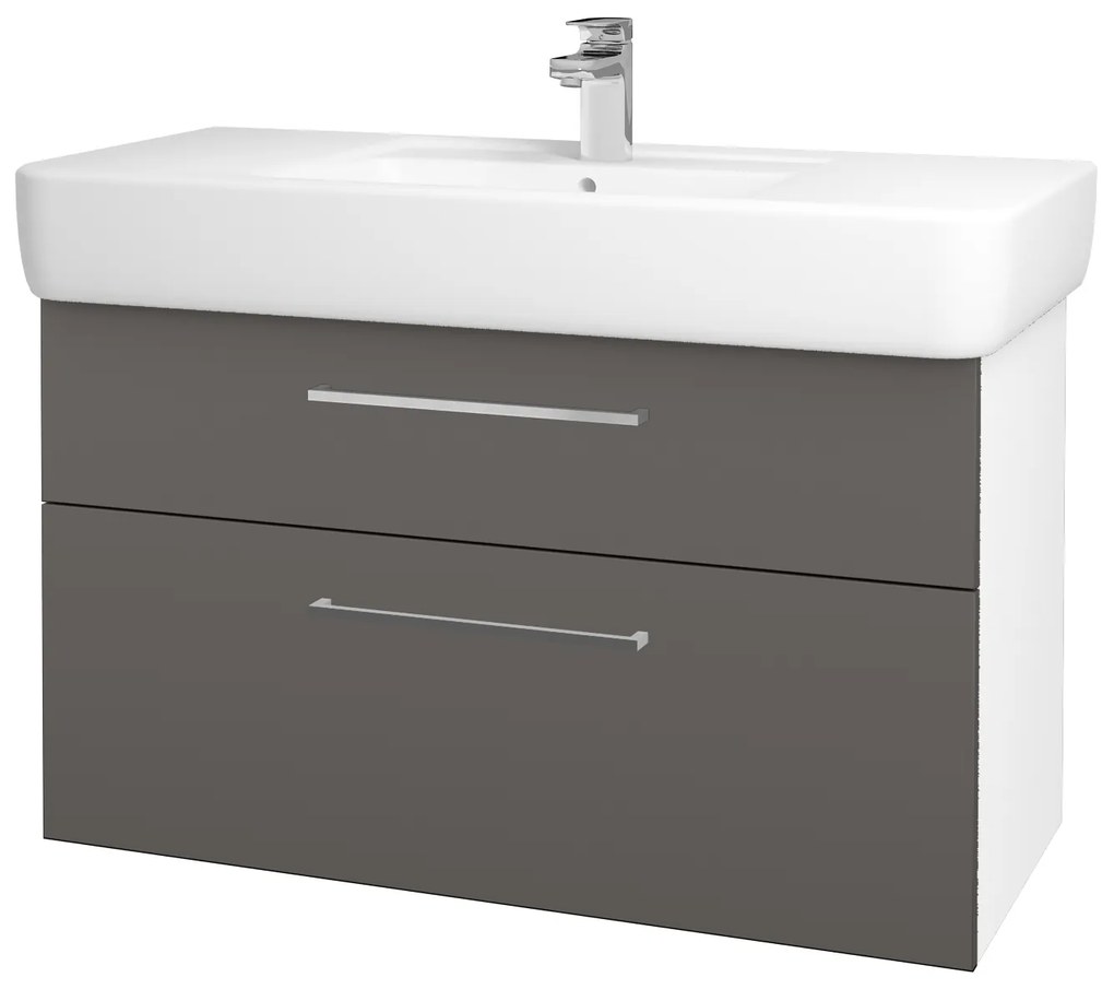 Dřevojas Koupelnová skříň Q MAX SZZ2 100 Varianta: N01 Bílá lesk / Úchytka T04 / D16 Beton tmavý