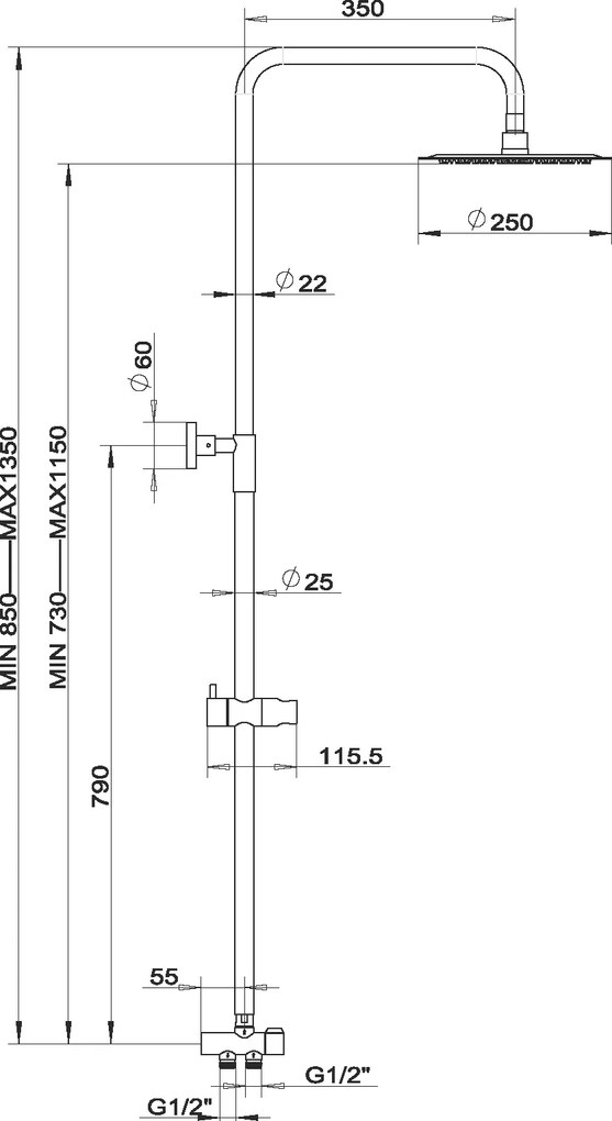 Novaservis, Sprchová souprava k nástenné sprchové nebo vanové baterii, SET032-0