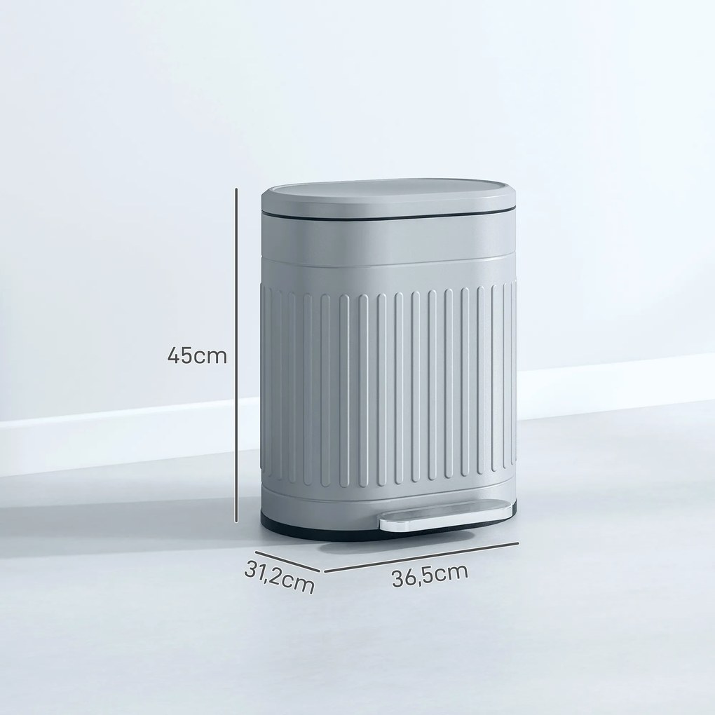 Mülleimer 20L Treteimer mit Deckel Fußpedal herausnehmbarem Inneneimer Soft-Close-Funktion 36,5 x 31,2 x 45 cm, Grau