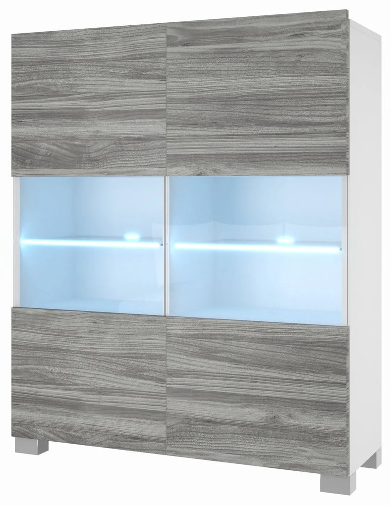 Komoda Belini Premium Full Version šedý antracit Glamour Wood + LED osvětlení Nexum 10 NEX KOM1/1/W/GW1/0/0