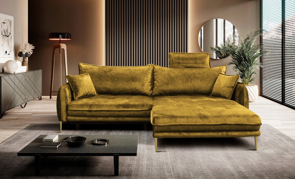XXXLutz ROHOVÁ SEDAČKA, textil, hořčicově žlutá MID.YOU - Sedací soupravy - 001574006205