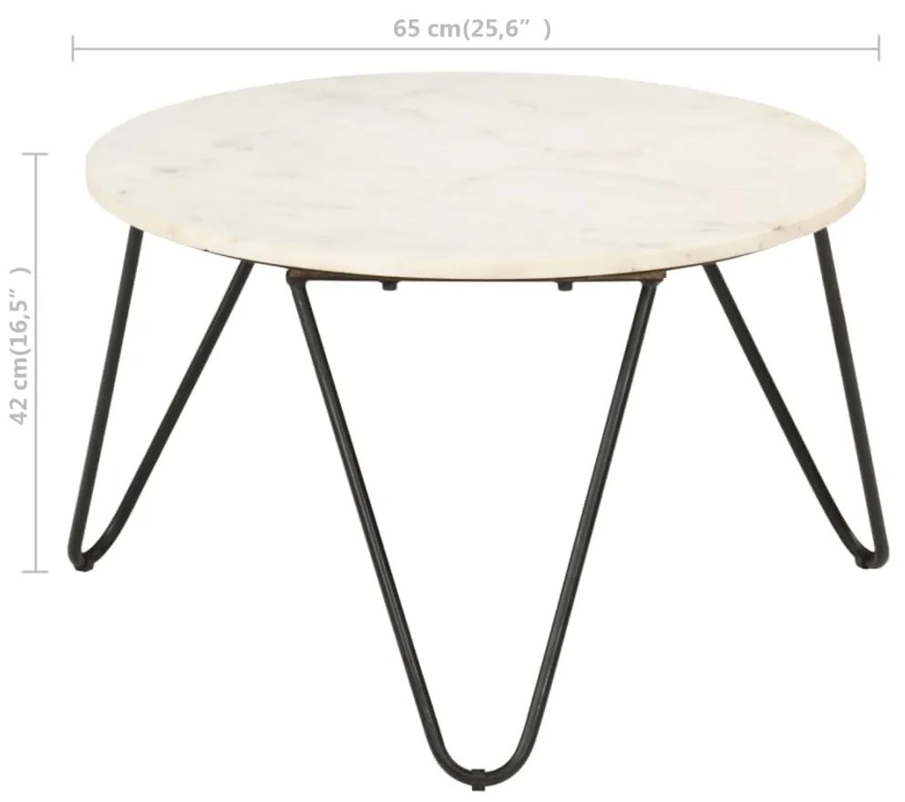 Konferenční stolek bílý 65x65x42 cm pravý kámen mramorový vzor - Default Title