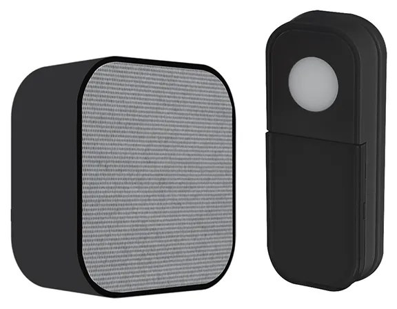 SOLIGHT Bezdrátový zvonek, bateriový, 180m, černý, learning code