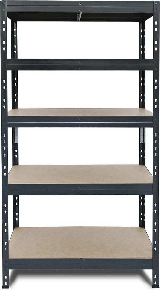 Kovový regál RIVET PRO 180x90x60 DTD dřevotříska 5 úrovní antracitová šedá