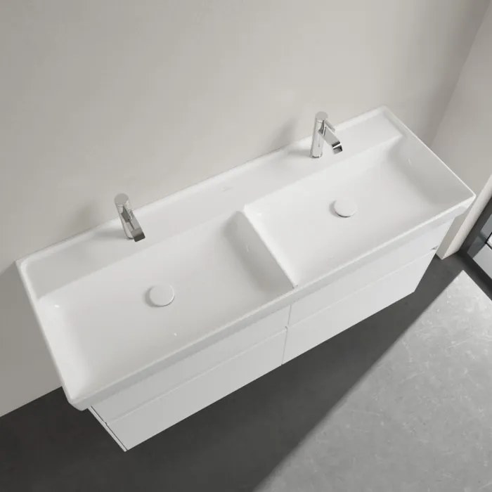 VILLEROY & BOCH Villeroy &amp; Boch COLLARO - Dvojumyvadlo na skříňku, 1300x470x160 mm, bez přepadu, bílá Alpin CeramicPlus 4A34D1R1